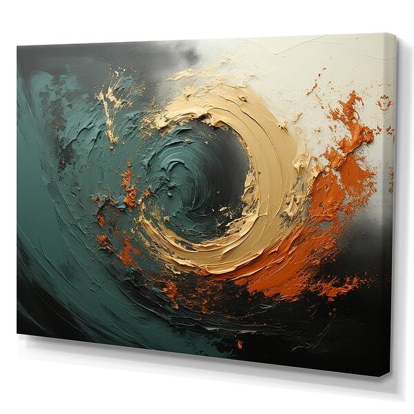 Designart "Orange And Gold Ripple Waves Melody III" Abstract Spirals Wall Décor Orange Modern ...